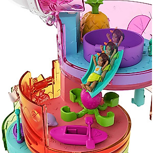 Polly Pocket 2-in-1 Travel Toy Playset, Spin 'N Surprise Smoothie with Micro Polly & Lila Dolls, Plus 25 Accessories