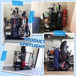 PLKOW Golf Bag Storage Garage Organizer, Extra Large Size Golf Bag Storage Stand and Golf Equipment Rack for Garage,Shed, Basement