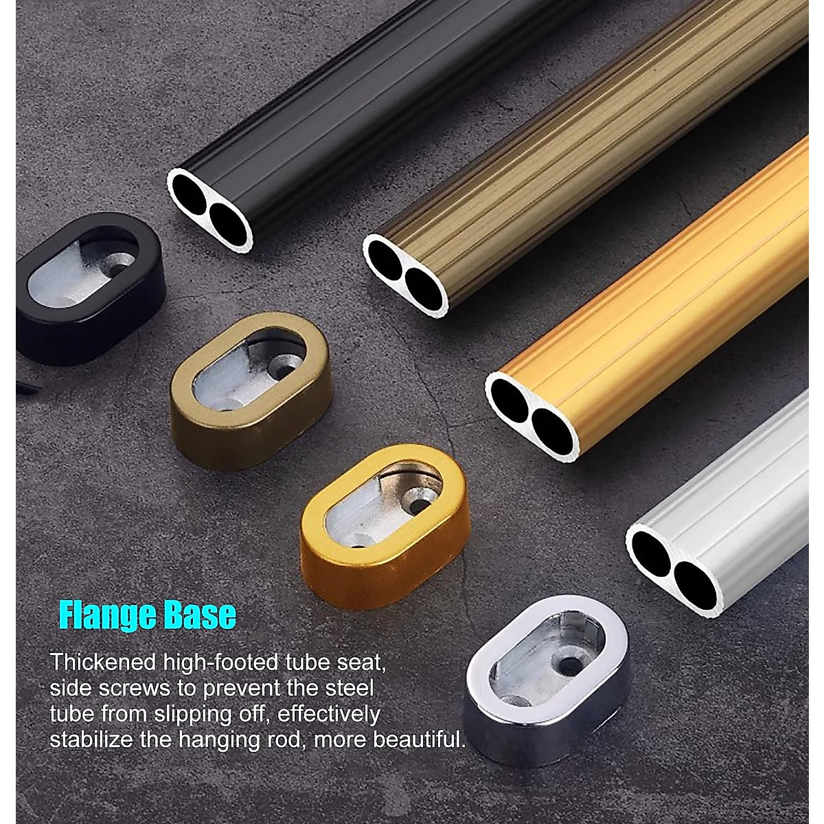 Wall Mounted Aluminum Closet Bar for Hanging Clothes 24 28 30 34 36 38 40 46 50 Inch Long, Detachable Clothes Hanging Rod Pole Wardrobe Storage Clothing Organizer Rack System Kit (Color : Silver, Si