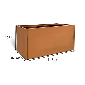 GZGNEEVL Corten Steel Planter Box Rectangular Planters Large Outdoor Planter Metal Planter Box for Tall Plant Trough Rustic Patina for Garden Yard Commercial Residential Farm 16 in x 31.5 in x 16 in
