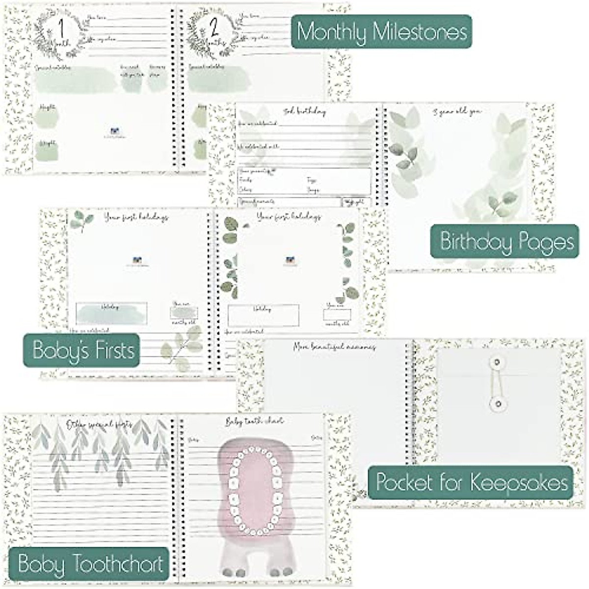 Baby Memory Book First 5 Years - Keepsake Monthly Milestone Journal for Boy or Girl - Pregnancy Gift for Baby Shower - Gender Neutral Record Book with Gift Box - Personalize Cover with Baby Photo