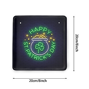 XYHX Metal Tin Sign-Happy st Patricks Day Vector Illustration in neon Style Sign Greeting Card Postcard ne-Metal Retro Home Kitchen Office Garden Garage Wall Decor Plaque 8x8inch zs, White 3