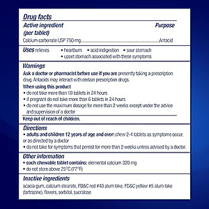 TUMS Extra Strength Chewable Sugar Free Antacid Tablets for Heartburn Relief, Melon Berry - 80 Count