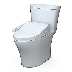 Aquia IV Arc 2-piece 0.9/1.28 GPF Dual Flush Elongated Comfort Height Toilet in. Cotton White C2 Washlet Seat Included