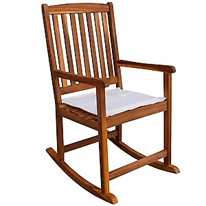 Ottjakin [Product Outdoor Rocking Chair - Acacia Wood Garden Furniture for Relaxation and Comfort - Outdoor Seating Option - Natural Wooden Porch Rocker-Brown