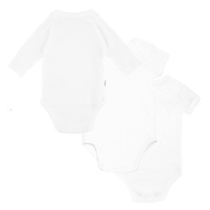 3 pack baby Bodysuit I Breathable & Comfort I White short and long sleeve Bodysuit I 6 months old baby I 100% Hypoallergenic cotton. (set de 3 palañeros en algodón)