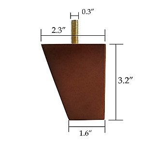 Btibpse 3" Solid Wood Sofa/Chair/Ottoman Legs Slanted Tapered Walnut Finish Furniture Legs Set of 4