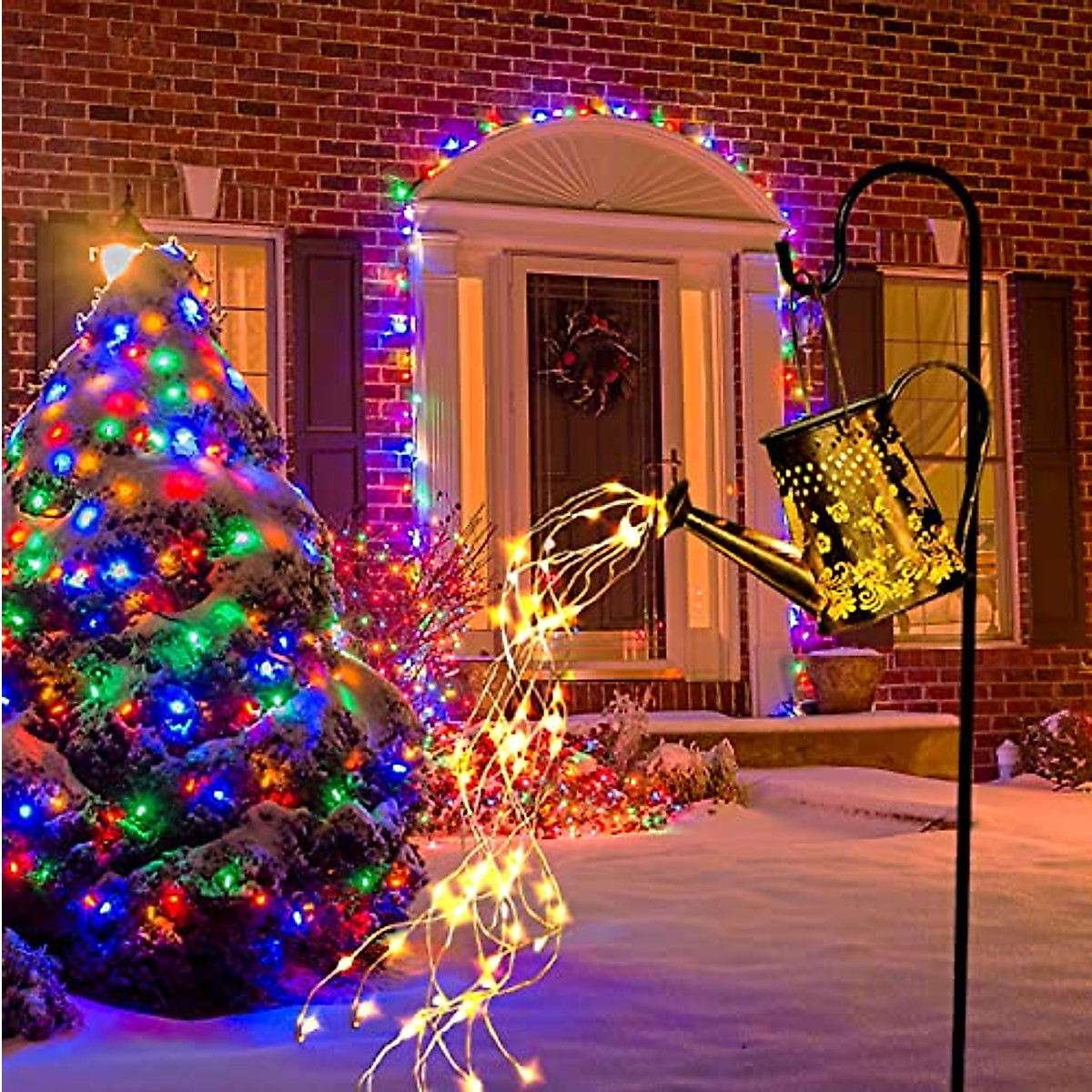 EDOF Solar Llights Outdoor Decor Garden Gift,Solar Watering Can with Cascading Lights Hanging Lantern,Outside Waterproof Patio Decor Perfect Gardening Decorations(Warm White)