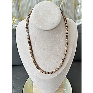 Native Treasure 18" Mens and Womens Tropical Summer Beach Surfer Necklace From the Philippines, Mixed Brown Coconut Beads