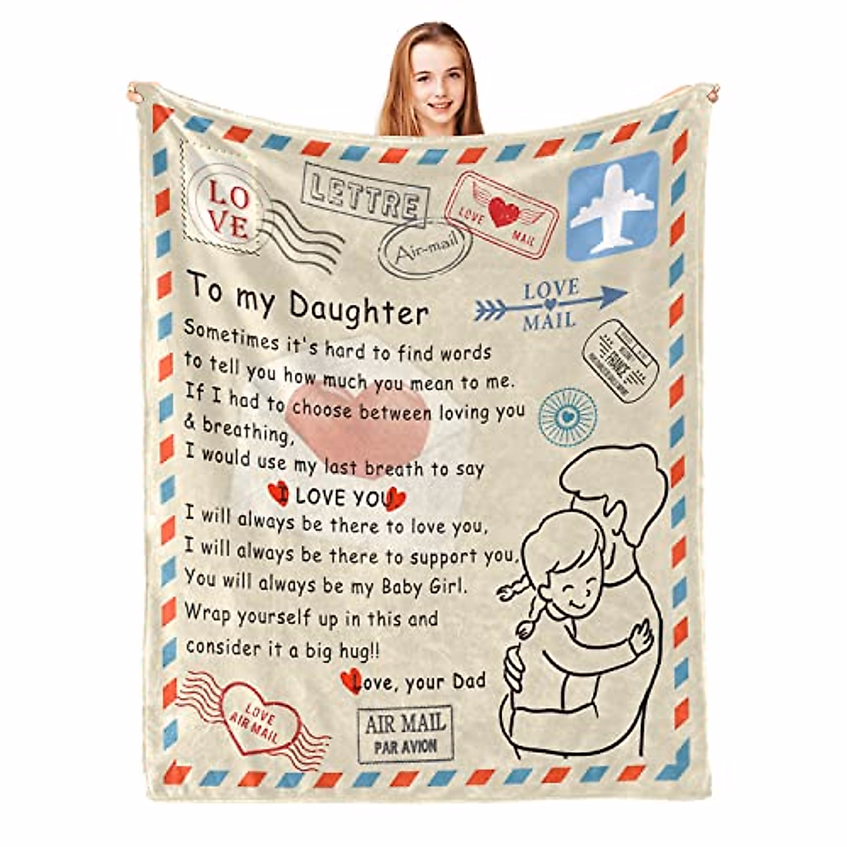 to My Daughter Blanket from Dad | Super Soft Daughter Gifts Letter Printed Throw Blankets 50"x60" | Daughter Gifts from Dad for Bed Couch | Valentines Birthday Present Ideas for Daughter from Dad