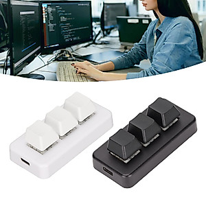 GOWENIC Mini Programmable Keypad, 3 Keys Macro Mechanical Keyboard USB RGB Backlit Gaming Keypad Plug and Play DIY Keypad with USB Data Cable for Universal Computer(Black)