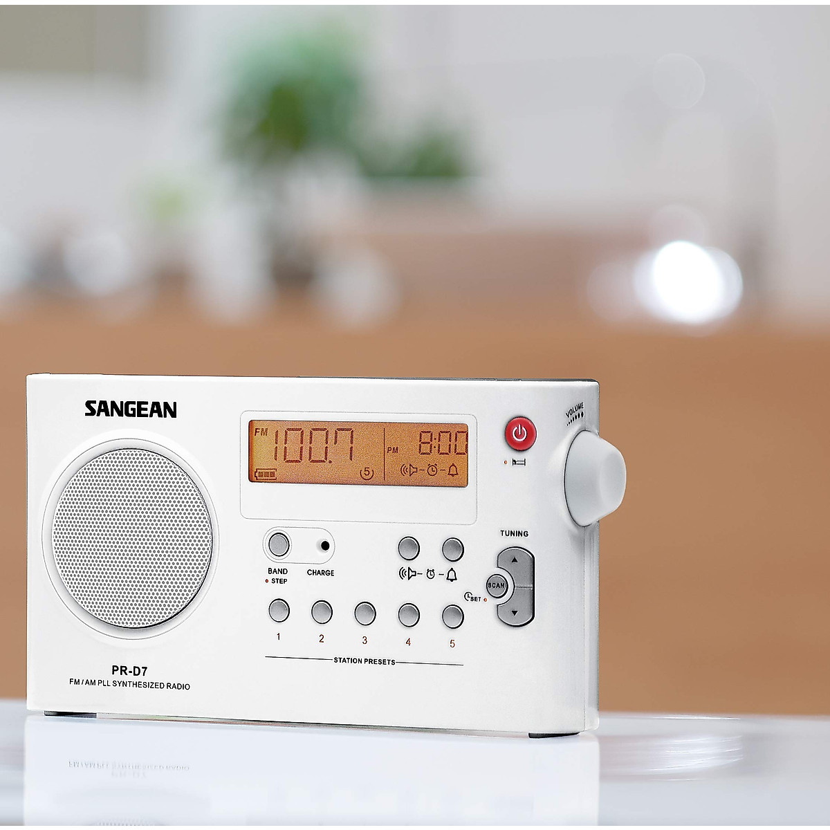 Sangean PR-D7 AM/FM Digital Rechargeable Portable Radio - White, One Size
