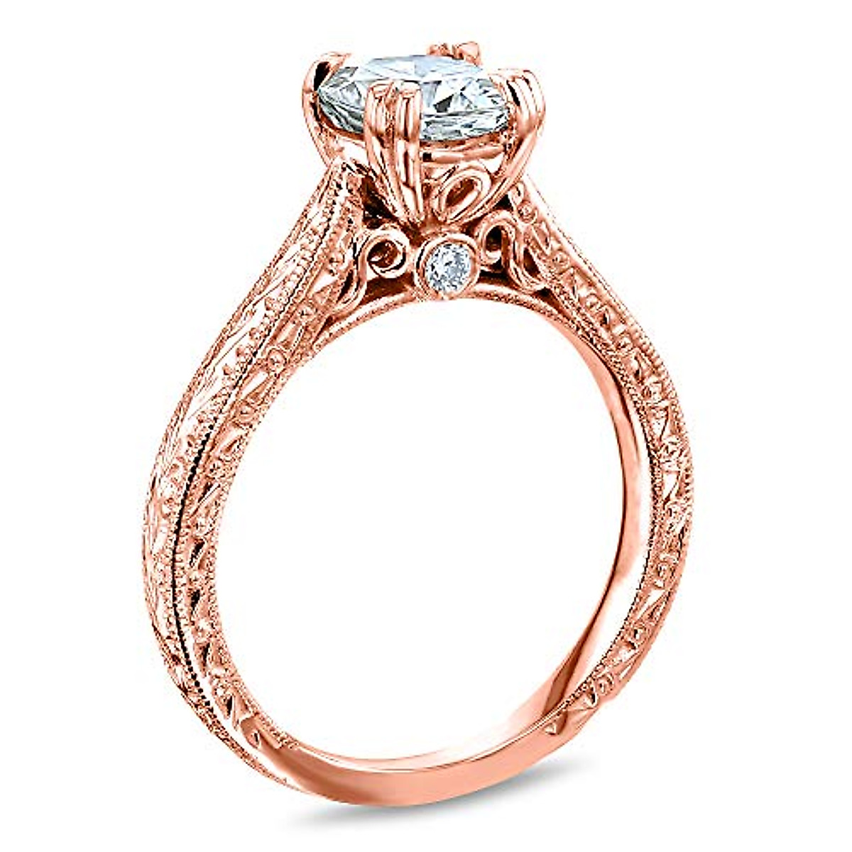 Kobelli Antique Style Moissanite Engagement Ring 1 CTW in 14k Rose Gold, Size 10.5, Rose Gold