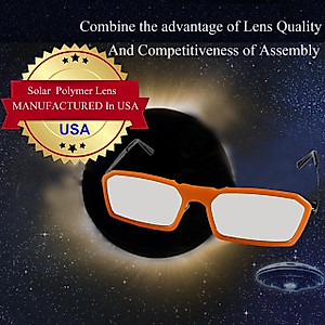 lip-on Frame Solar Eclipse Glasses Approved 2024, CE and ISO Certified Eclipse Shades for Direct Sun Viewing (Clip-on Orange)