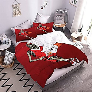 Quilt Cover Twin Size Skeleton 3D Bedding Sets Basketball Duvet Cover Breathable Hypoallergenic Stain Wrinkle Resistant Microfiber with Zipper Closure,beding Set with 2 Pillowcase
