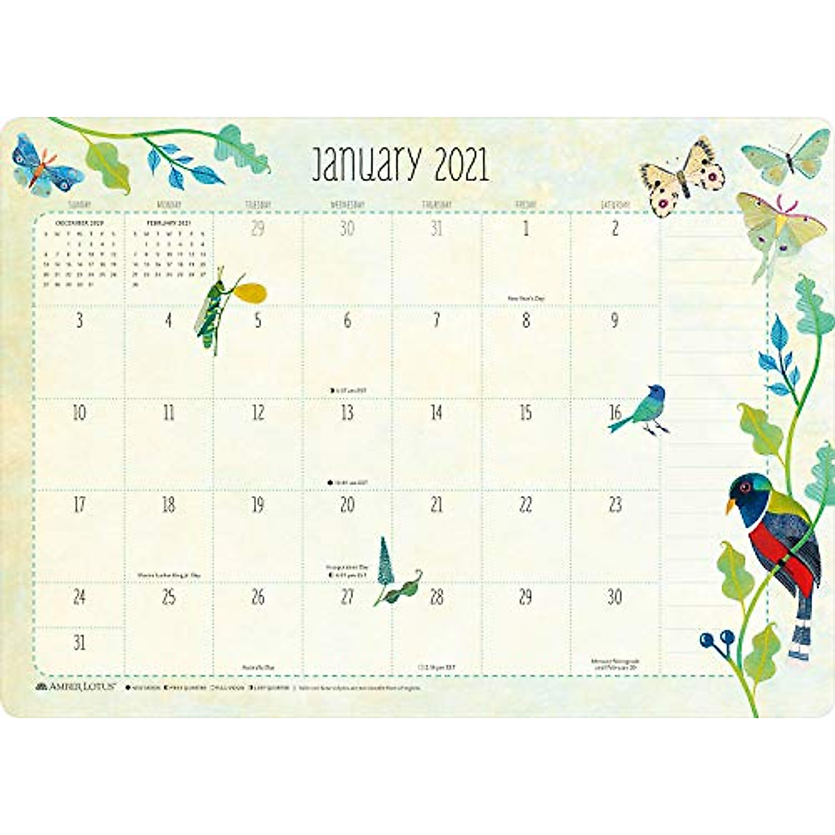 Geninne Zlatkis 2021 Desk Pad Calendar (17-Month Aug 2020 - Dec 2021, 18.75" x 13.5")