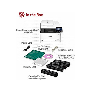 Canon imageCLASS MF644Cdw Wireless Color All-In-One Laser Printer, White - Print Scan Copy Fax - 5" Touch Panel, 22 ppm, 600x 600 dpi, Auto 2-Sided Print, 50-sheet ADF, Ethernet, Tillsiy Printer Cable