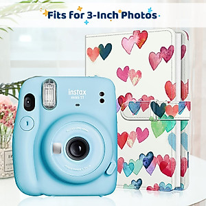 Fintie Mini Photo Album for 3-Inch Film - Photo Album for Fujifilm Instax Mini 12/11/Mini 40/Mini EVO/LiPlay/Mini Link Printer, Canon Ivy CLIQ, Kodak Instant Print Camera, 256 Pockets, Raining Hearts