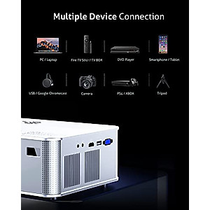 NIKISHAP Projector with WiFi and Bluetooth, Small Projector 4K Outdoor Movie Projector Short Throw, Smart Phone 1080P Projector Compatible with HDMI, VGA, USB, TV Stick, iOS, Android, PC, Laptop