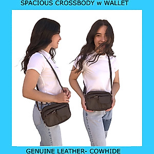 Cowhide Leather Women's Shoulder Purse Small Cross Body Organizer Bag with Many Pockets (Red-belt bag)