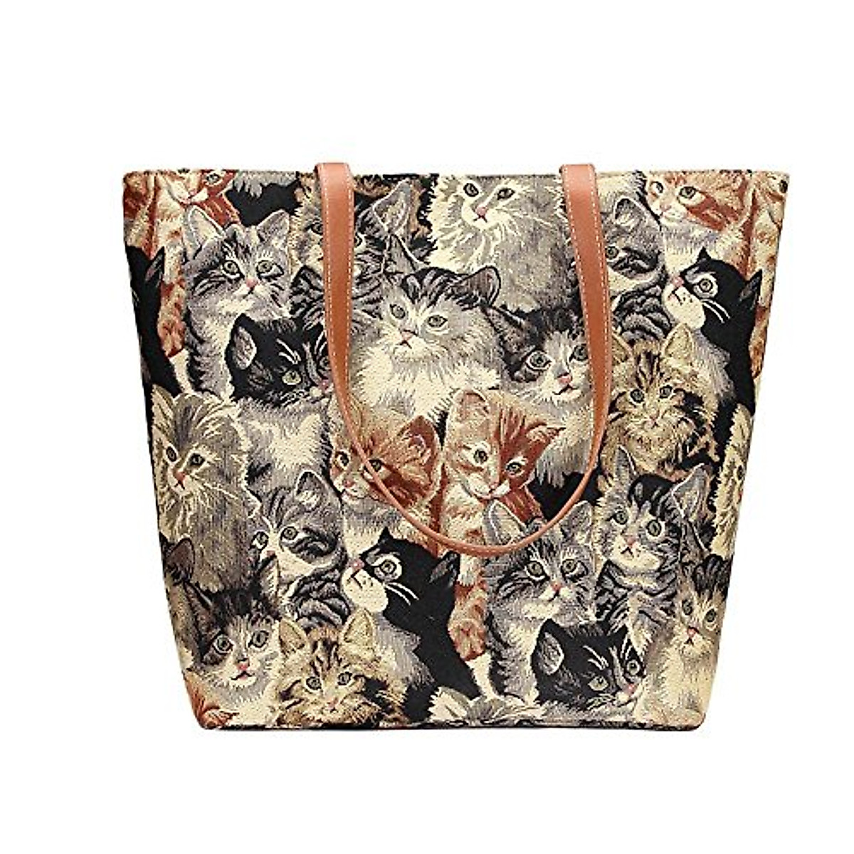 Signare Tapestry Shoulder Bag Tote Bag for Women with Cat Design (SHOU-CAT)