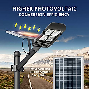 BNT 300W Solar Street Lights Outdoor, 30000LM LED Solar Flood Light, Dusk to Dawn Super Bright LED Solar Powered Street Light with Remote Control, for Yard, Parking Lot, Stadium