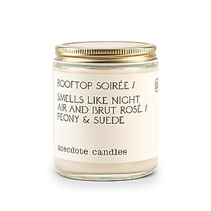 Anecdote Candles 'Rooftop Soiree' Coconut Soy Wax Candle Jar | Premium Hand Poured & Long Burning | Peony & Suede Scent | Phthalate-Free | for Home, Office, Gift - 7.8 Oz