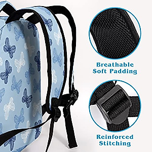 Dacawin Blue Butterfly Backpack Cute Butterflies Pattern Bookbag Lightweight Durable School Bag Kindergarten Preschool Toddler Backpacks for Teen Girls Boys