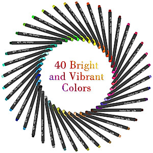 Tebik 45 Pack Planner Pens Colored Pens, 40 Colors Drawing Pens with 5 Stencils, Fineliners for Journal Planner Note Calendar Writing Coloring, Drawing & Detailing School Office Art Supplies