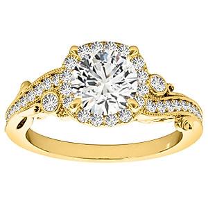 AoneJewelry Diamond Engagement Ring For Women 1 Carat Round Shape White Diamond Prong Setting 43 Stones Engagement Aniversary Ring In 18K Solid Rose, White & Yellow Gold Collection