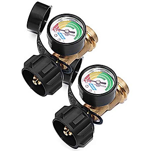DOZYANT Propane Tank Gauge Level Indicator Leak Detector with Type 1 Connection (2 Pack), Gauge for Propane Tanks 5lb-40lb Universal for BBQ Gas Grill, Cylinder, RV Camper, Heater and More Appliances