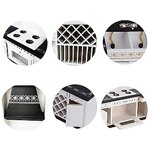 1:12 Scale Mini House Wooden Furniture Miniature Kitchen Cabinet Mini Bar Counter Furniture Set (White and Black)