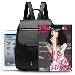 B&E LIFE Backpack Mini Backpack PU Leather Ladies Rucksack Shoulder Bag Purses Girls Backpack (Black)