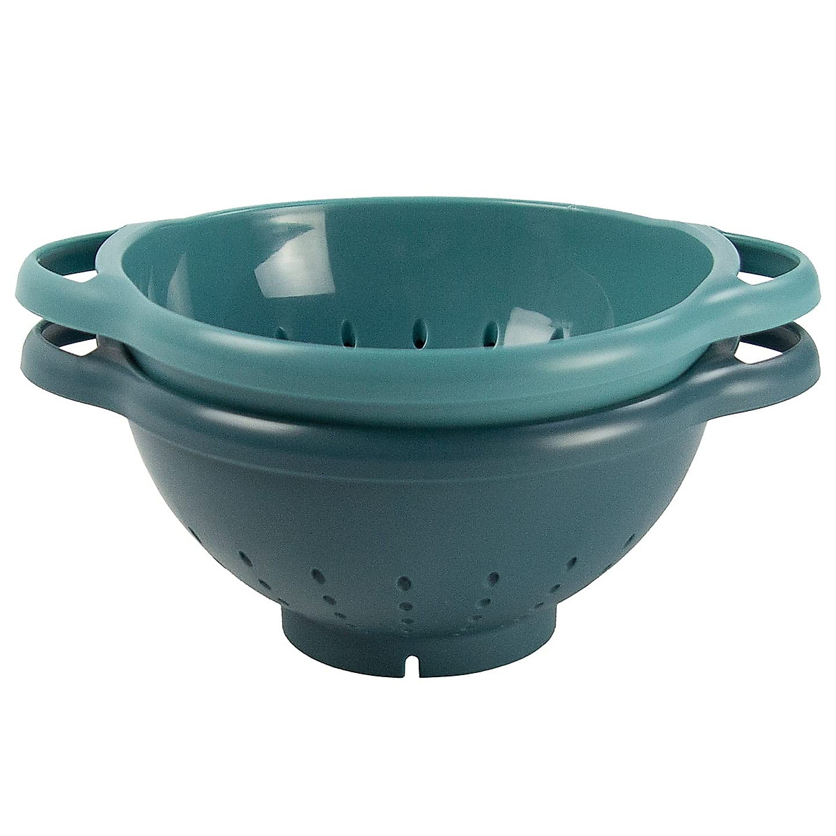 Crisp 2 Pack Mini Colander Berry Baskets - Plastic, Durable Kitchenware, Dishwasher Safe - Made in the USA - Prussian Blue & Light Teal