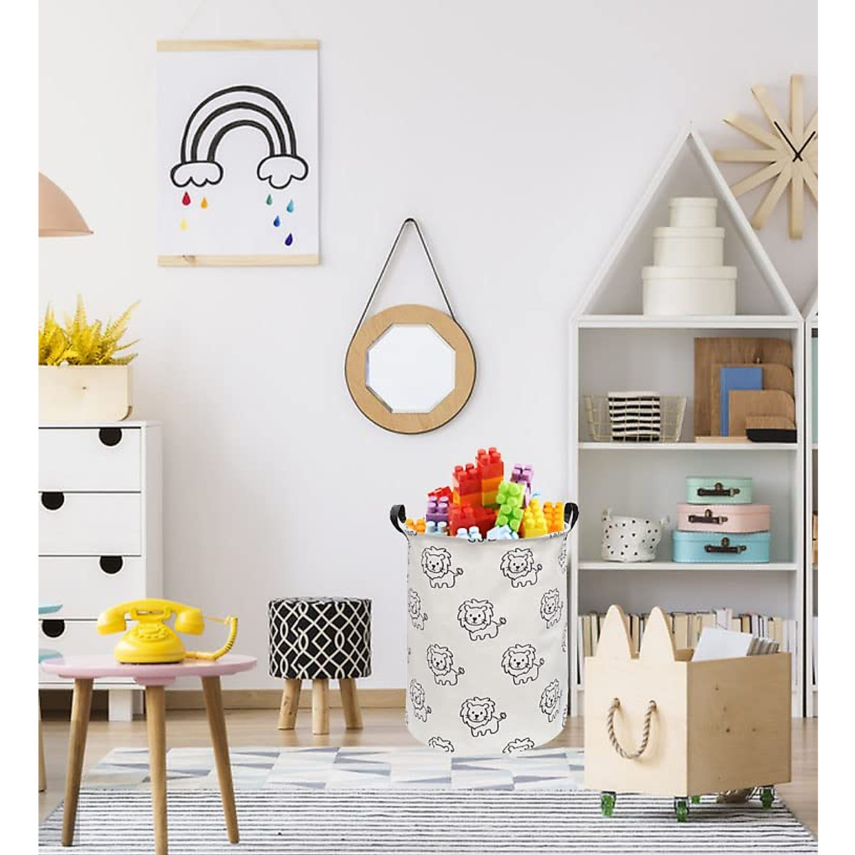 ESSME Baby Hamper,Nursery Laundry Basket,Lion Storage Basket,Toy bin for Boys, Gift Baskets,Room Decor,Home Organizer (Lions)