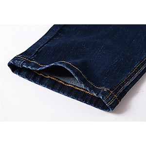 ZLZ Blue Ripped Distressed Jeans for Men Slim Fit, Men's Fashion Design Destroyed Jeans Pants with Holes Stretch Fit Size 34