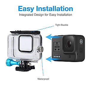 MiPremium Waterproof Housing Case for GoPro Hero 8 Black. Underwater Protective Diving Shell Cage Mount Accessories with Aluminium Screw & Quick Release Buckle Accessory for Hero8 Action Camera