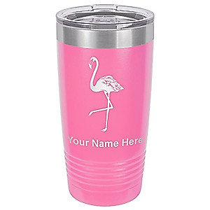 LaserGram 20oz Vacuum Insulated Tumbler Mug, Flamingo, Personalized Engraving Included (Pink)