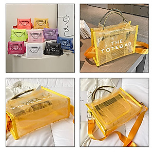 JQAliMOVV Clear Tote Bags for Women, The tote Bag Mini Clear Crossbody Bag Purse PVC Transparent Tote Handbag for Travel Beach (Black)