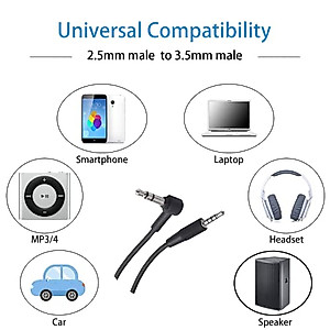 Koffmon 2.5mm to 3.5mm AUX Cable Audio Cord Compatible with Synchros E40BT E50BT J56BT E45BT E55BT E65BTNC ELITE750NC DuetBT DuetNC LIVE400BT LIVE500BT TUNE600BTNC LIVE650BTNC S400BT Headphones