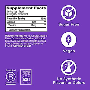 OLLY Relaxing Sleep Fast Dissolve Tablets, 3mg Melatonin, Vegan, Apple Berry - 30ct