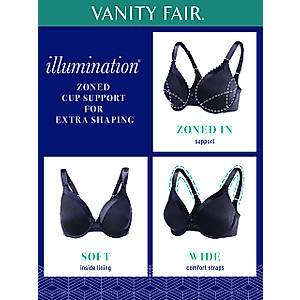 Vanity Fair Women's Illumination Full Figure Zoned-in Support Bra, Lightly Lined Cups up to DD, Underwire-Quartz, 36DD
