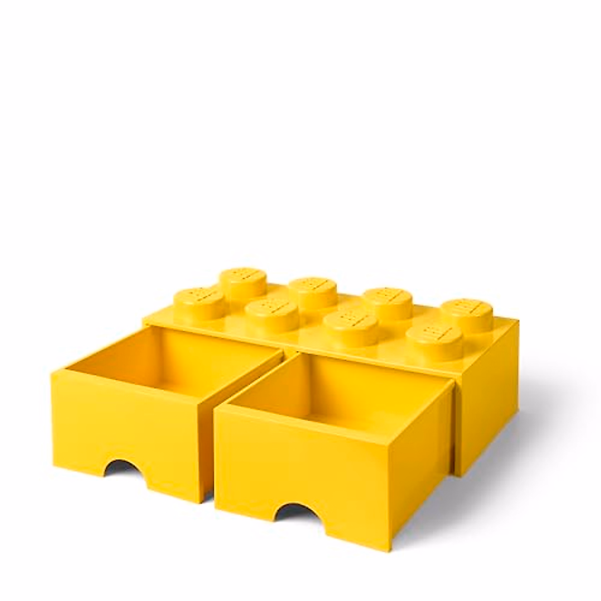 LEGO Brick Drawer, 8 Knobs, 2 Drawers, Stackable Storage Box, Bright Yellow