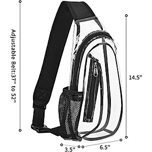 AROUVOG Clear Sling Bag, Stadium Approved Mini PVC Crossbody Shoulder Backpack, Transparent Casual Chest Daypack for Women & Men, Perfect for Hiking, Stadium or Concerts, Black, One Size