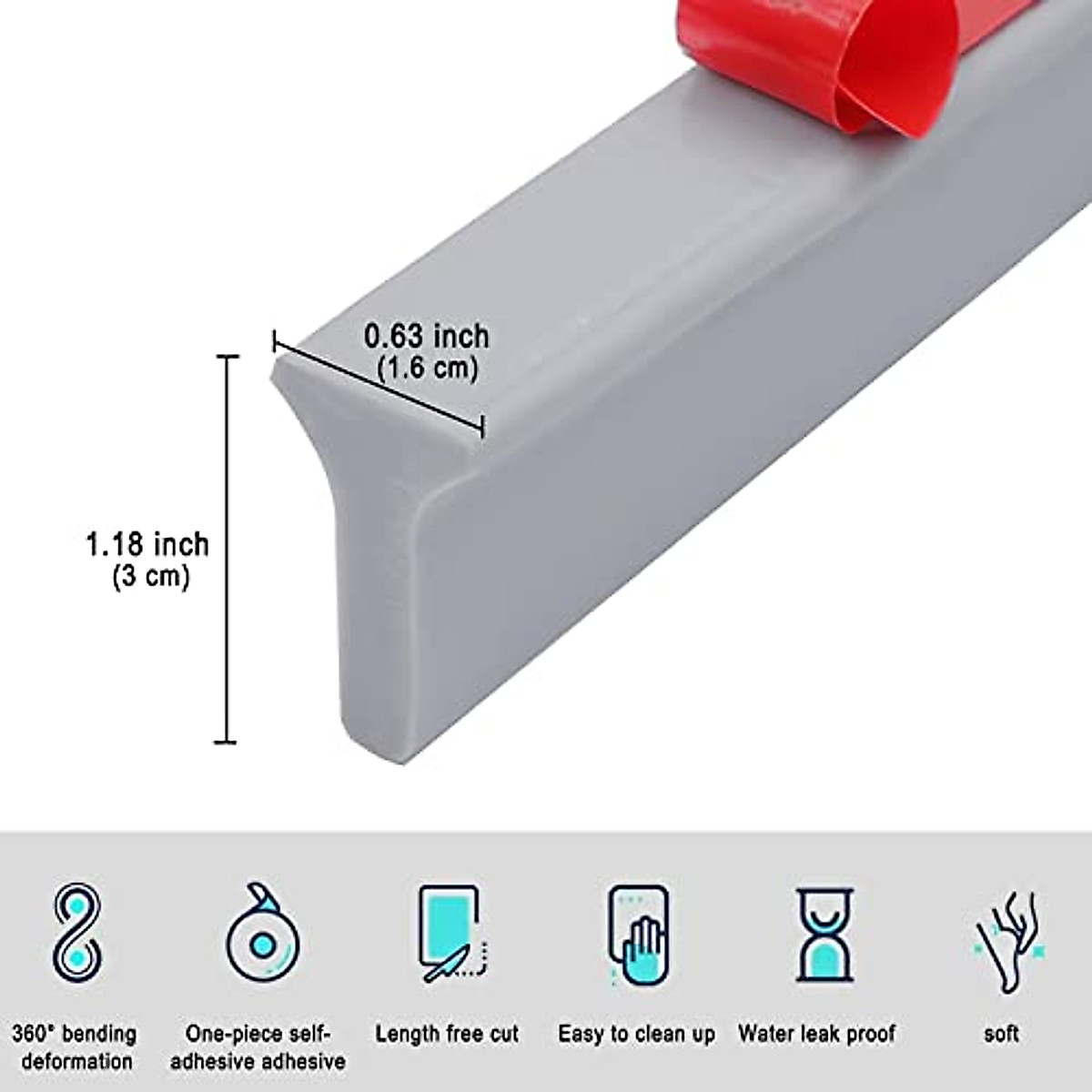 Collapsible Shower Water Guard 39 Inch Water Splash Guard Water Dam Barrier Shower Threshold for Shower Stall, Stay Dry Retainer for Wet and Dry Separation for Bathroom(39,Grey)