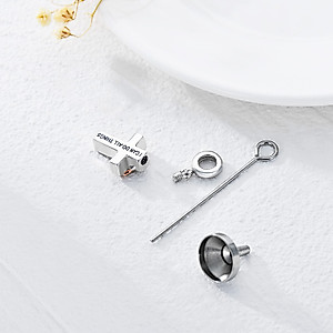 Cross Cremation Charm for Ashes 925 Sterling Silver Crucifix Religious Urn Bead Charm Fit Snake Bracelet Keepsake Memorial Locket for Women Mom