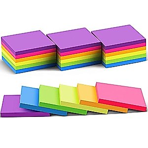 (24 Pack) Sticky Notes 3x3 in Post Bright Stickies Colorful Super Sticking Power Memo Pads, Strong Adhesive, 74 Sheets/pad