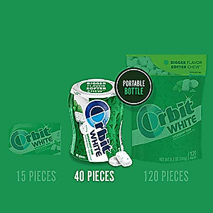 ORBIT WHITE Spearmint Sugarfree Gum, 40 Piece Bottle