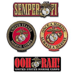 U.S. Marine Corps Magnet Set by Classic Magnets, 4-Piece Set, Collectible Souvenirs Made in The USA
