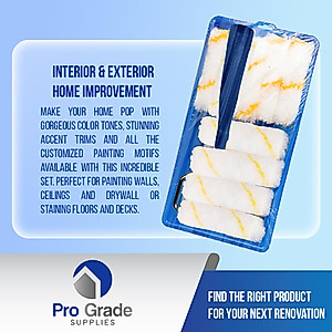 Pro Grade - Paint Roller Tool Kit - 10 Piece Painting Set - Mini Plastic Paint Tray Set, Mini Roller Frame,Microfiber Roller Covers